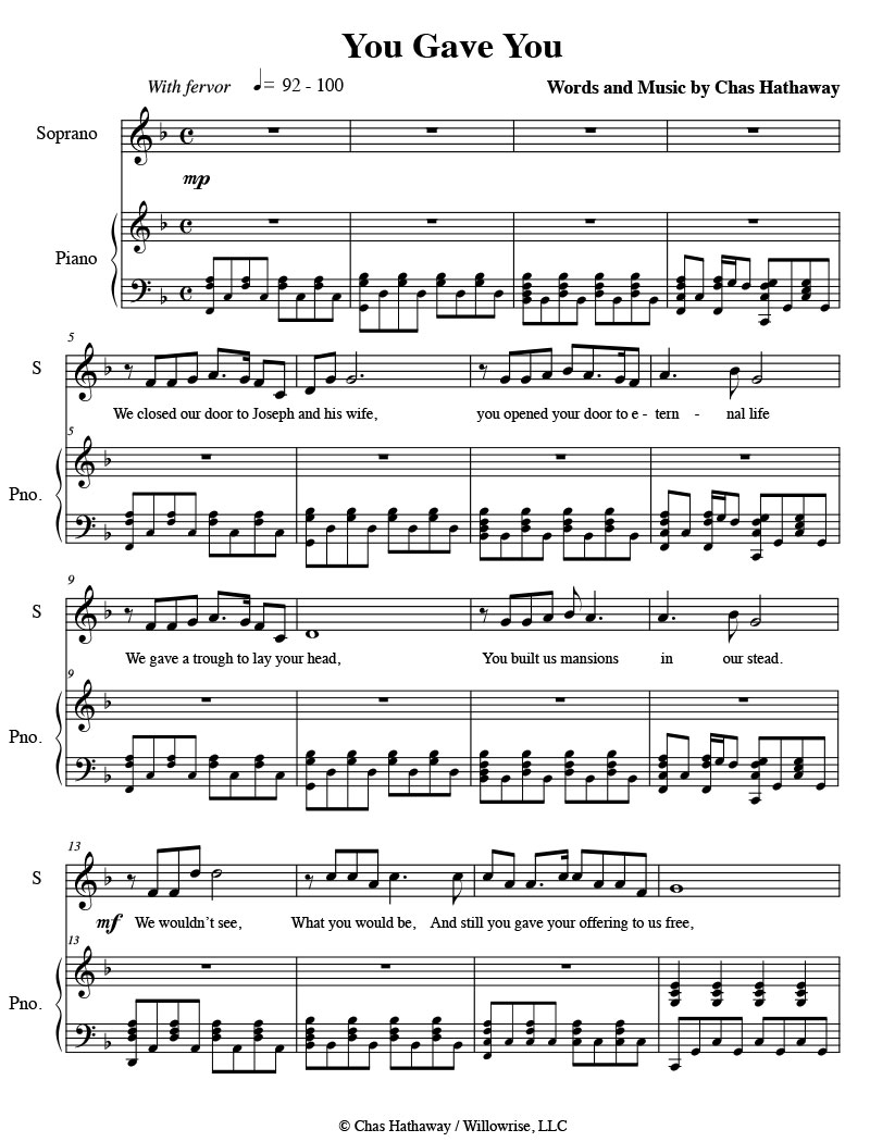 You Gave You Sheet Music By Chas Hathaway You Gave You Sheet Music By Chas Hathaway